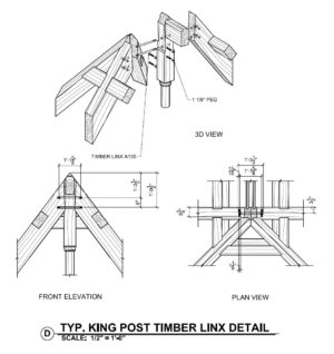 King Post and Timber Linx Detail - Timber Frame HQ
