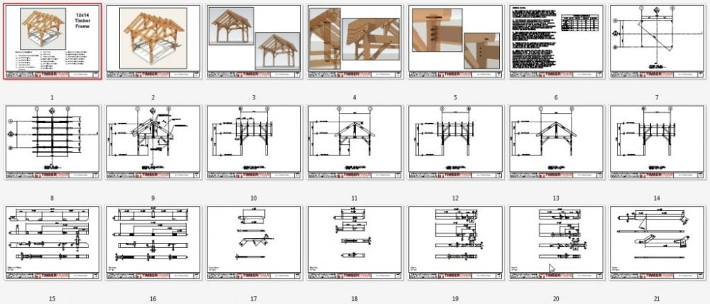 12x14 King Post Plan - Timber Frame HQ