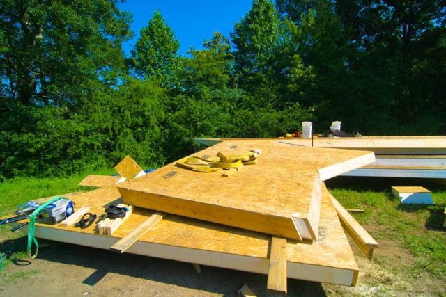 SIP panels ready to be installed - Timber Frame HQ