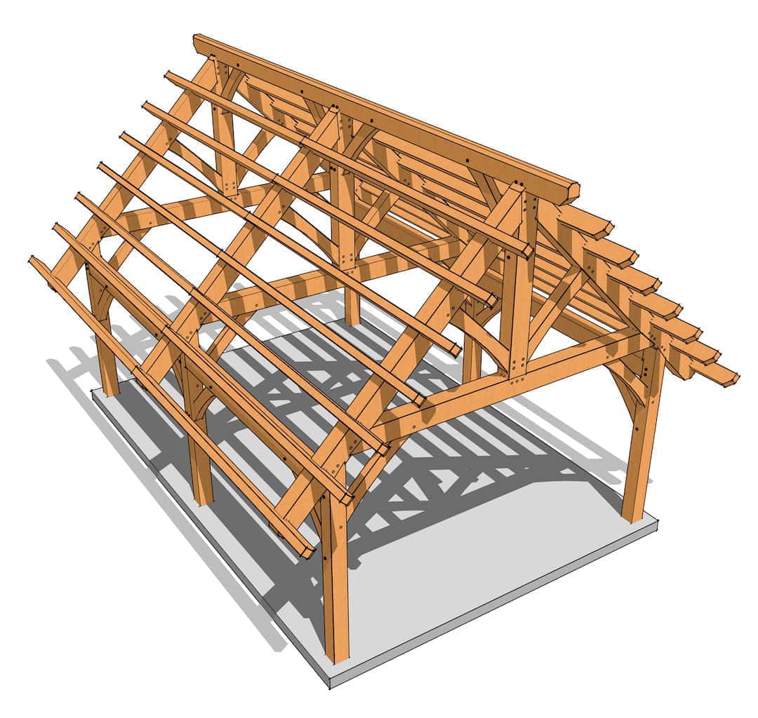 16x24 Heavy Timber Pavilion Plan - Timber Frame HQ