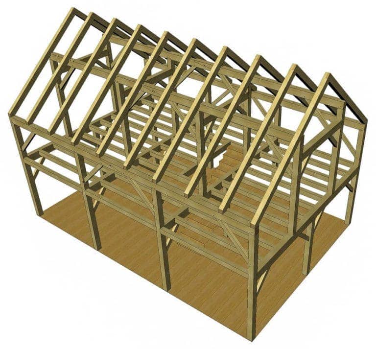 24×36 Heavy Timber Barn Plan - Timber Frame HQ