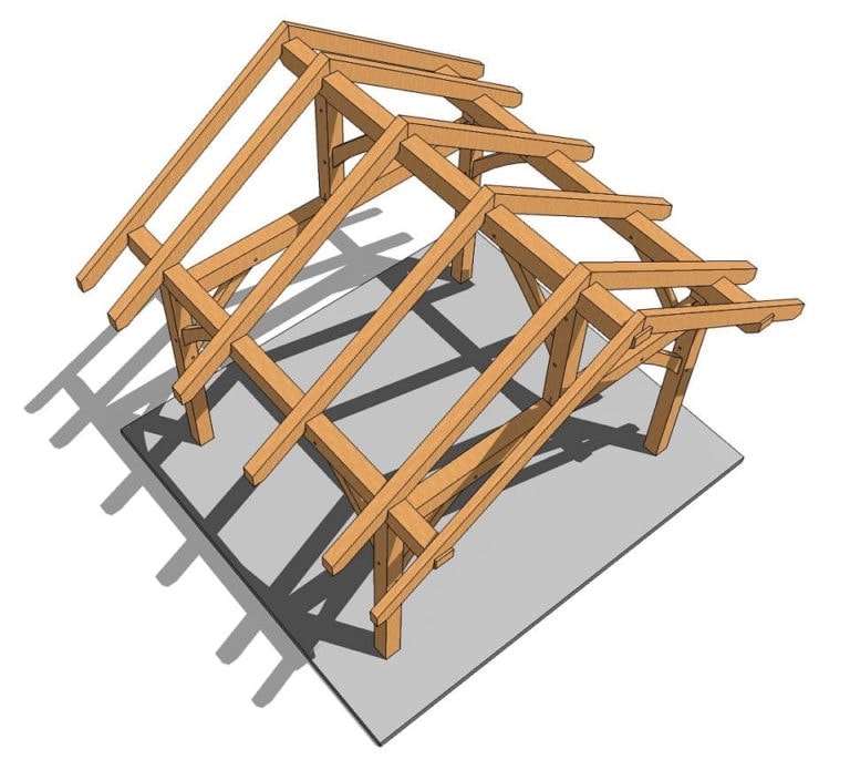 14x14 Post and Beam Plan - Timber Frame HQ