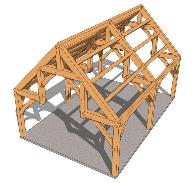 16x24 Hammer Beam Timber Frame Plan - Timber Frame HQ