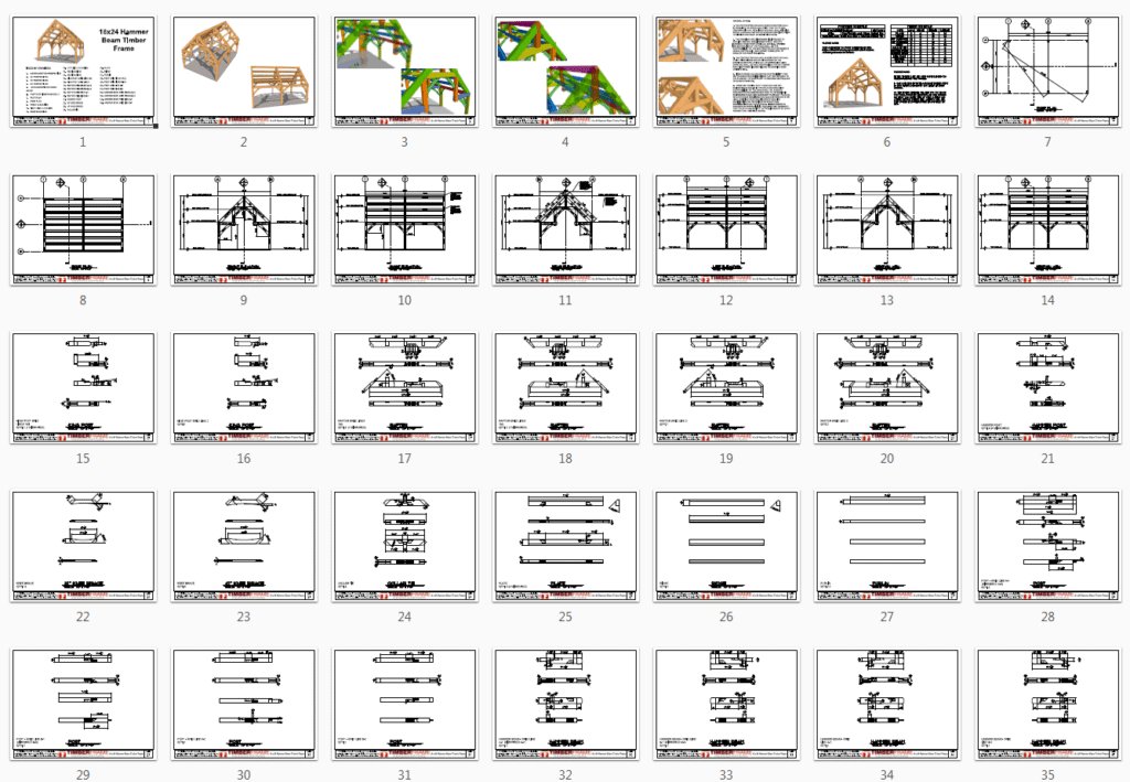 16x24 Hammer Beam Timber Frame Plan - Timber Frame HQ
