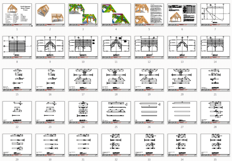 16x24 Hammer Beam Timber Frame Plan - Timber Frame HQ