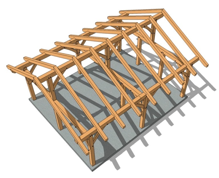 20x24 Heavy Timber Outbuilding - Timber Frame HQ
