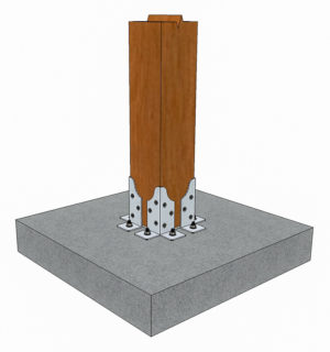 Steel Corner Post Base With Attachment Wings - Timber Frame HQ