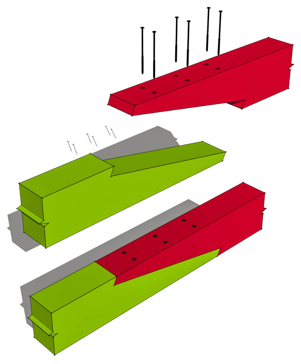 Under Squinted Stop Splayed Scarf Joint With Screws - Timber Frame HQ