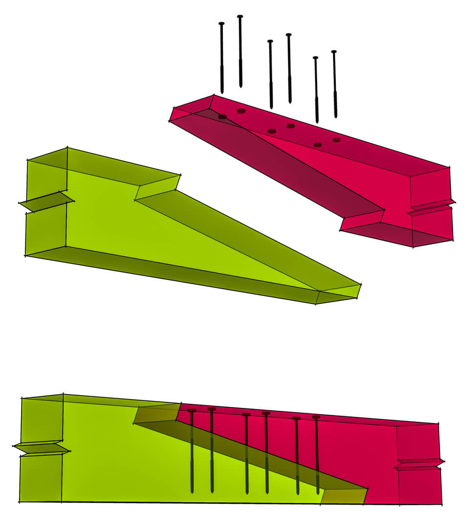 Under Squinted Stop Splayed Scarf Joint With Screws - Timber Frame HQ