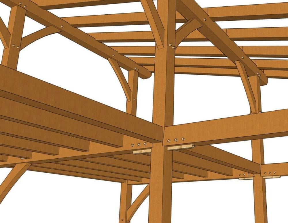 24x24 Timber Frame Lean-to with Loft - Timber Frame HQ