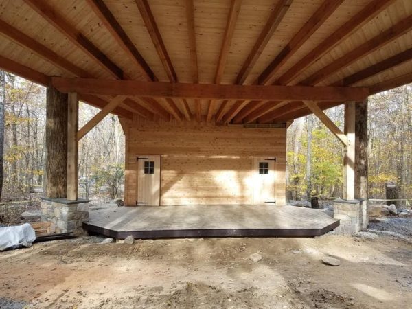 White Horse Construction Mixed Wood Amphitheater - Timber Frame HQ