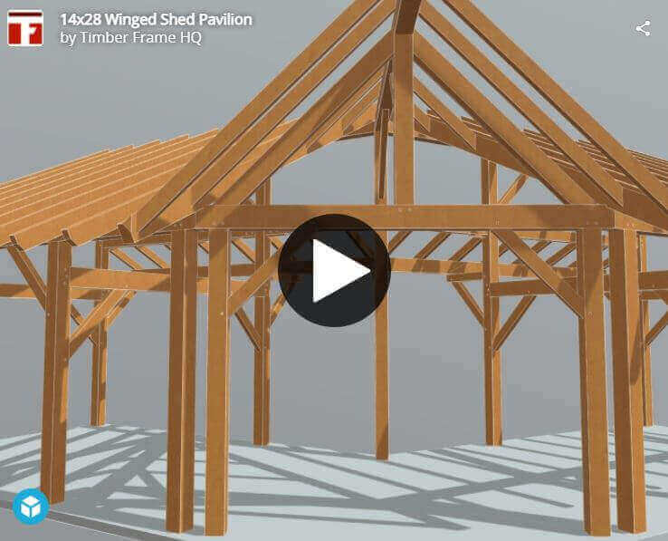 14×28 Winged Shed Pavilion - Timber Frame HQ
