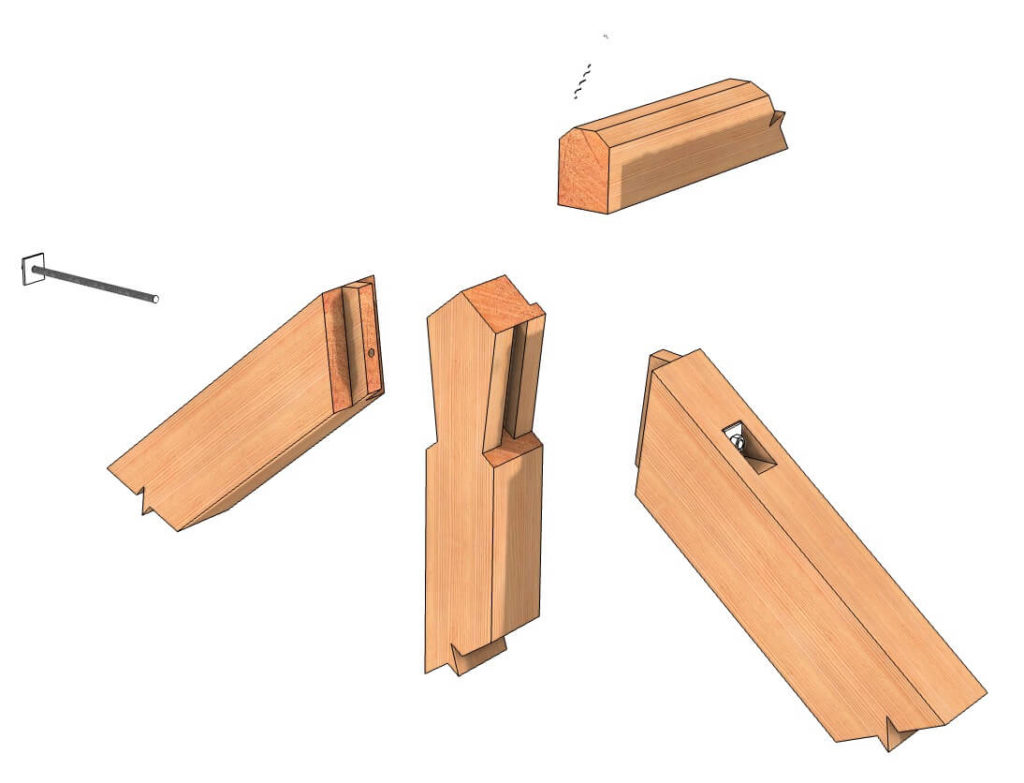 King Post with Steel All Thread - Timber Frame HQ