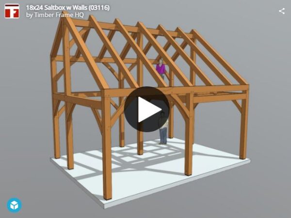 18×24 Saltbox Cabin - Timber Frame HQ