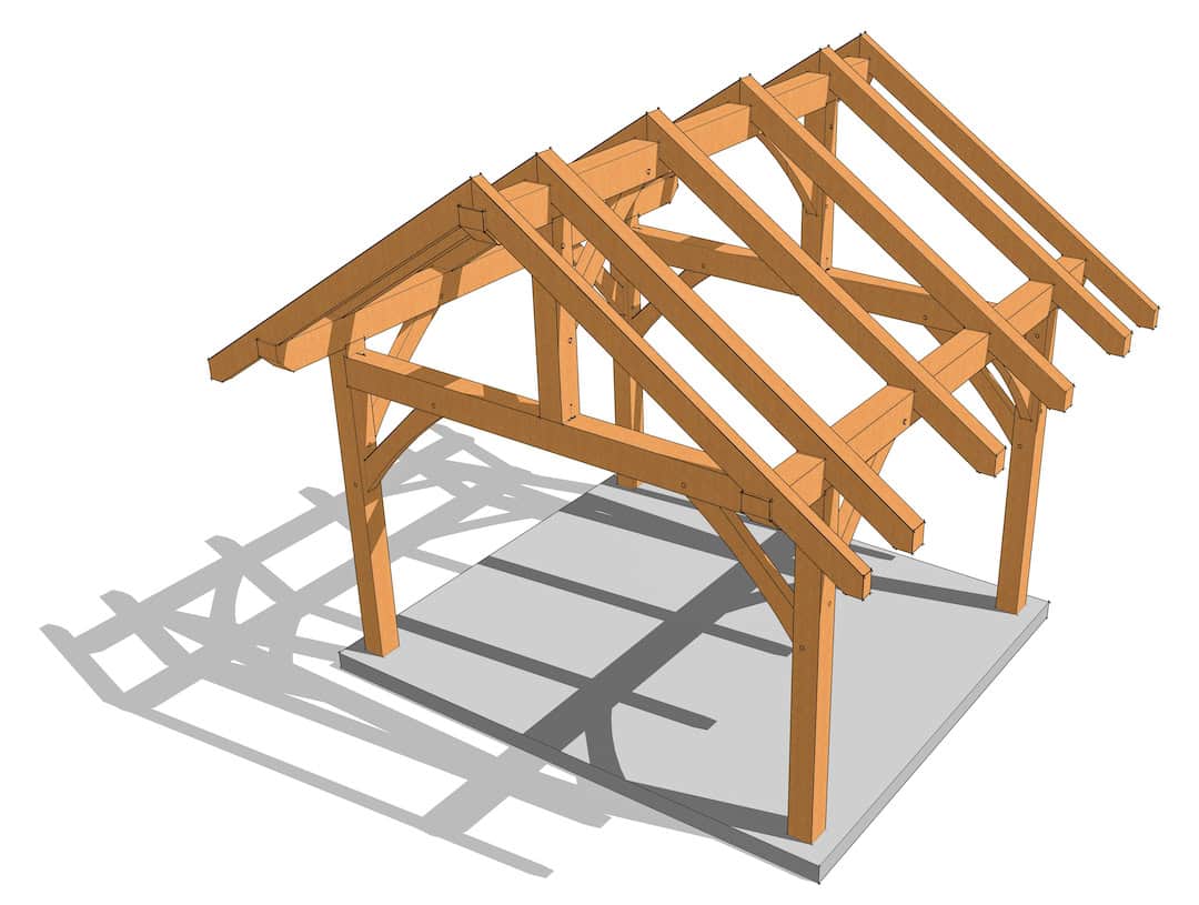 14×12 Post and Beam Pavilion Plan - Timber Frame HQ
