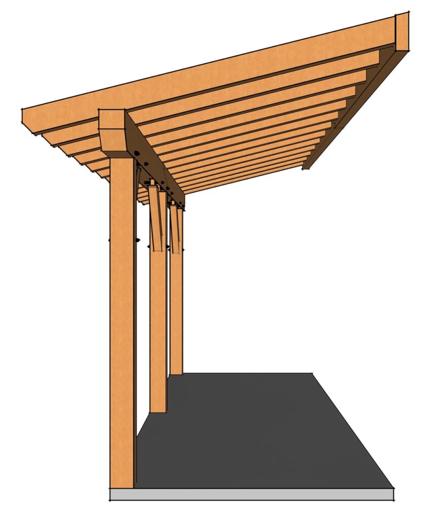 Timber Frame Shed Roof Porch Plan - Timber Frame HQ