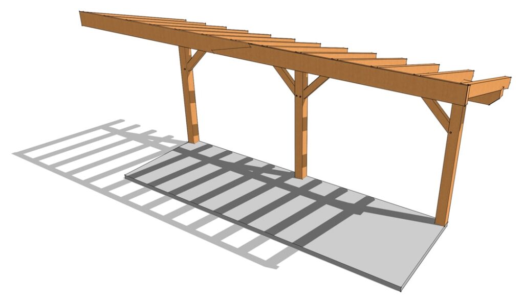 Timber Frame Shed Roof Porch Plan - Timber Frame HQ