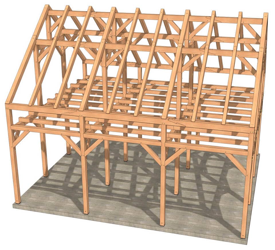 30×36 Heavy Timber Barn Plan - Timber Frame HQ