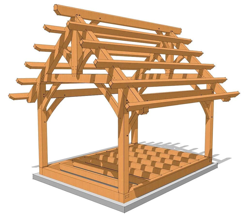 12×16 King Post Timber Frame Plan - Timber Frame HQ