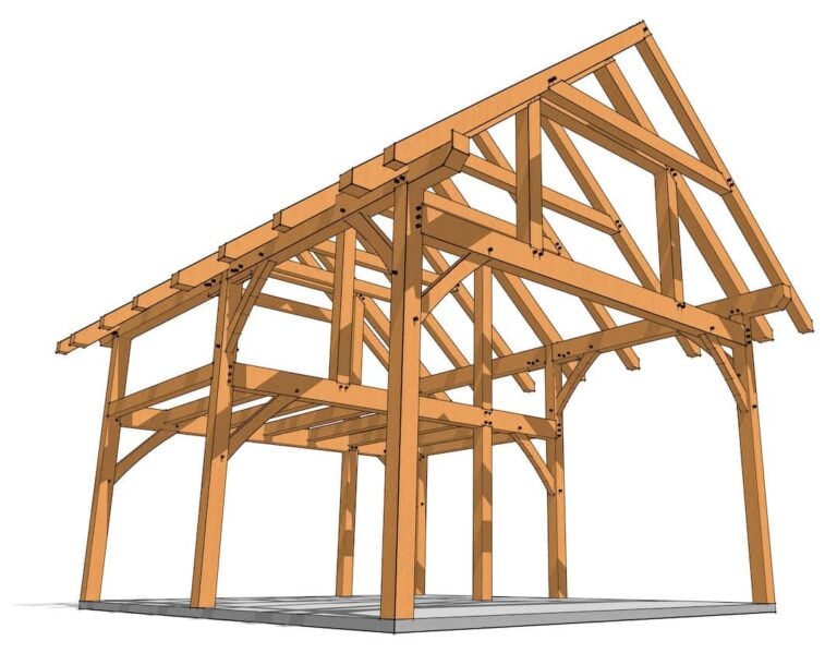 20x24 Queen Post Plan with Loft - Timber Frame HQ