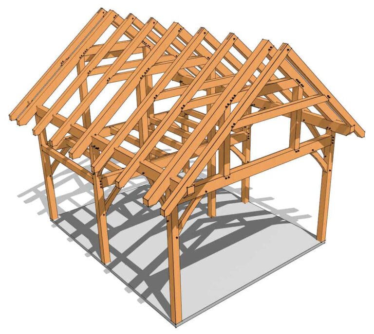 20x24 Queen Post Plan with Loft - Timber Frame HQ