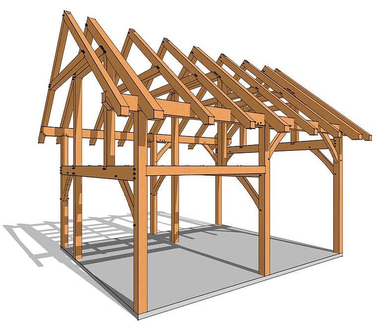 20x24 Timber Frame Plan with Loft - Timber Frame HQ