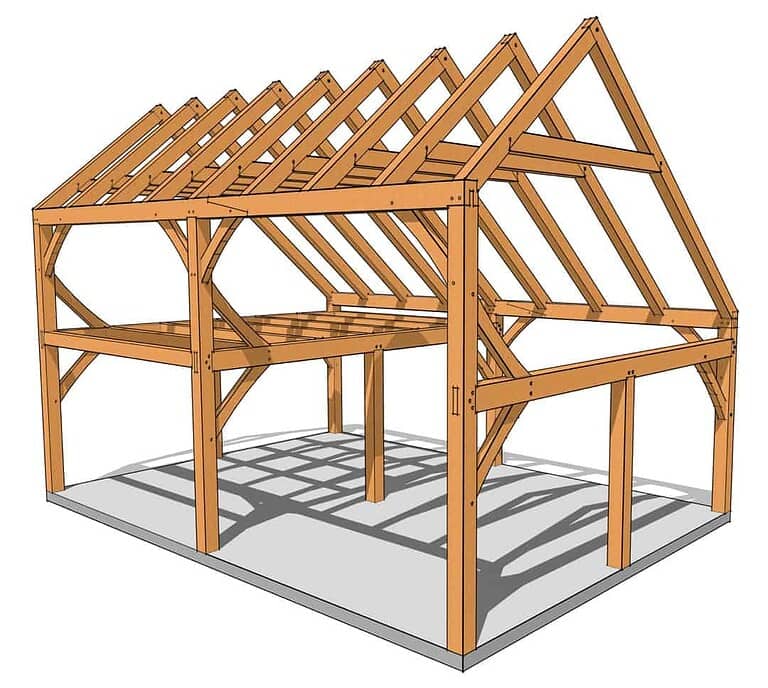 28×20 Timber Frame Saltbox - Timber Frame HQ